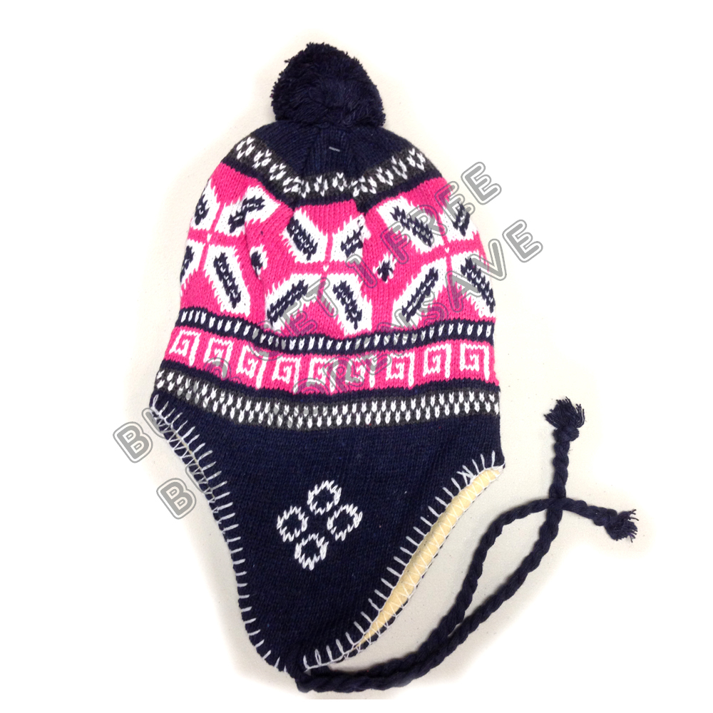 Winter Peruvian Ear Flap Ski Hat Beanie Cap Snow Flakes Color RANDOMLY ...