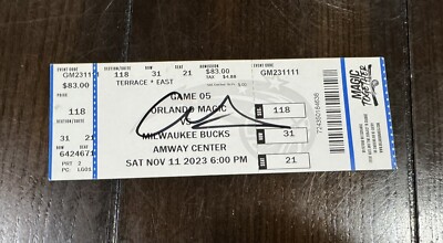 Franz Wagner Signed Orlando Magic 2023 Paper Ticket Stub Vs Milwaukee ...