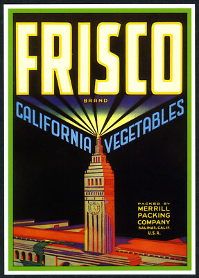 FRISCO~SAN FRANCISCO FERRY BUILDING~HISTORICAL CRATE LABEL ART~NEW 1981 ...