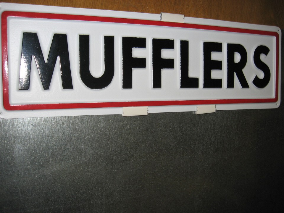 MUFFLERS Automotive Service Sign 3D Embossed Plastic 5x18 Exhaust Pipe ...