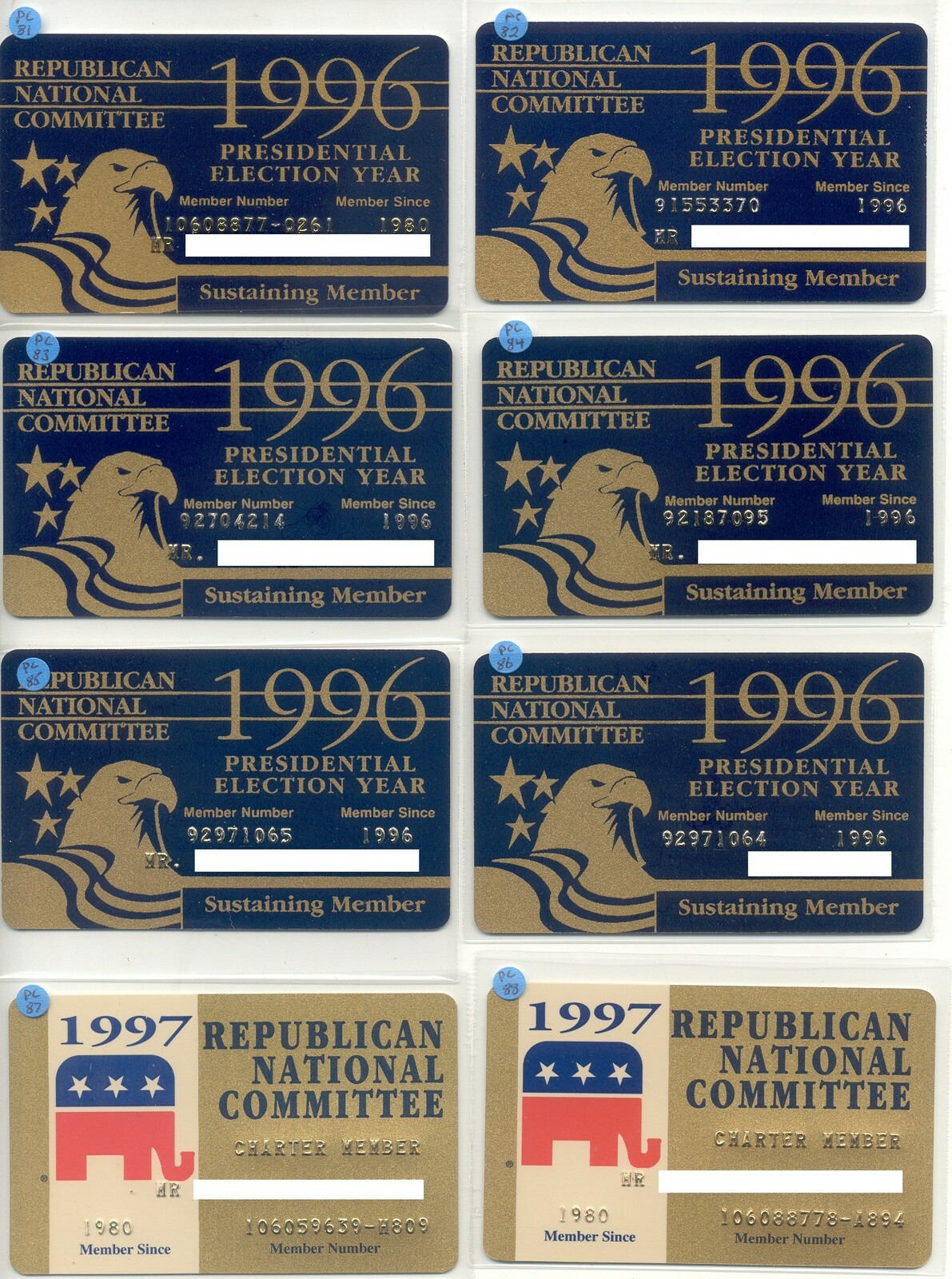Republican Political Membership Cards - PC81-88 | eBay