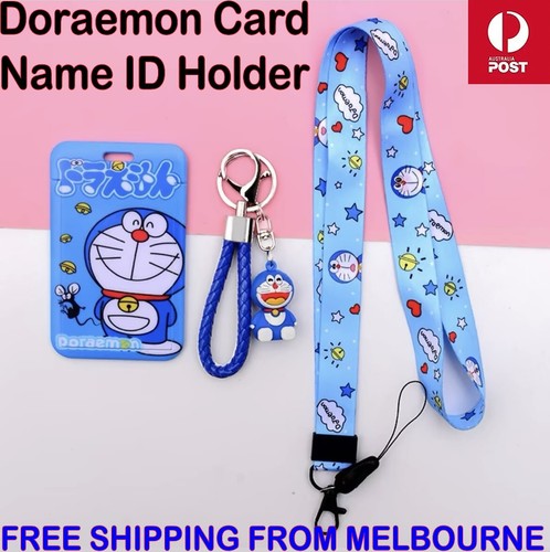 Doraemon Name ID Student Work Card holder Lanyard Strap & Key Ring Set ...