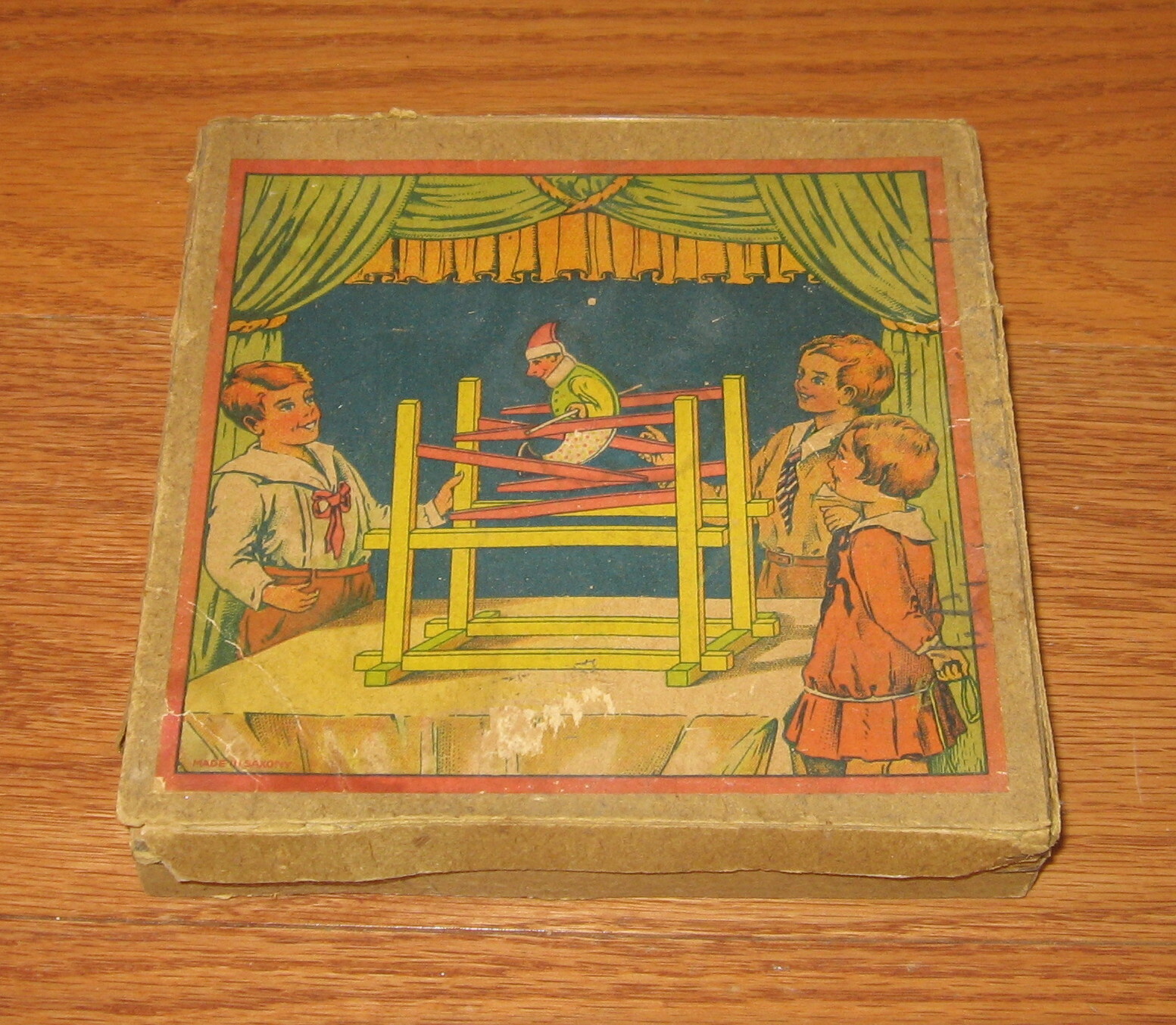 Antique VTG Saxony Germany Wood Acrobat 1800s Box Rare German Toy Clown ...