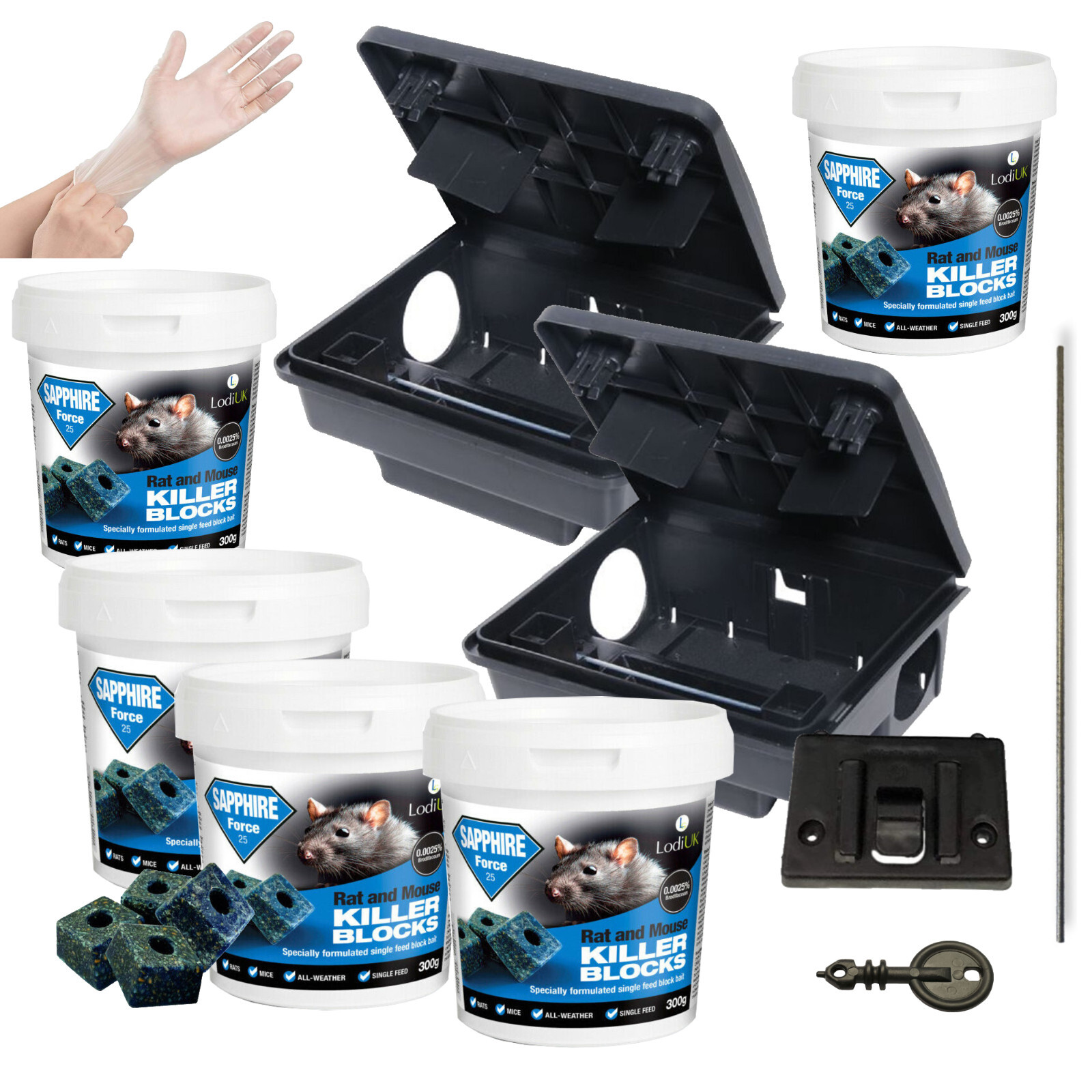 Rat Killer Poison Bait Blocks & Heavy Duty Rat Bait Box Single Feed ...