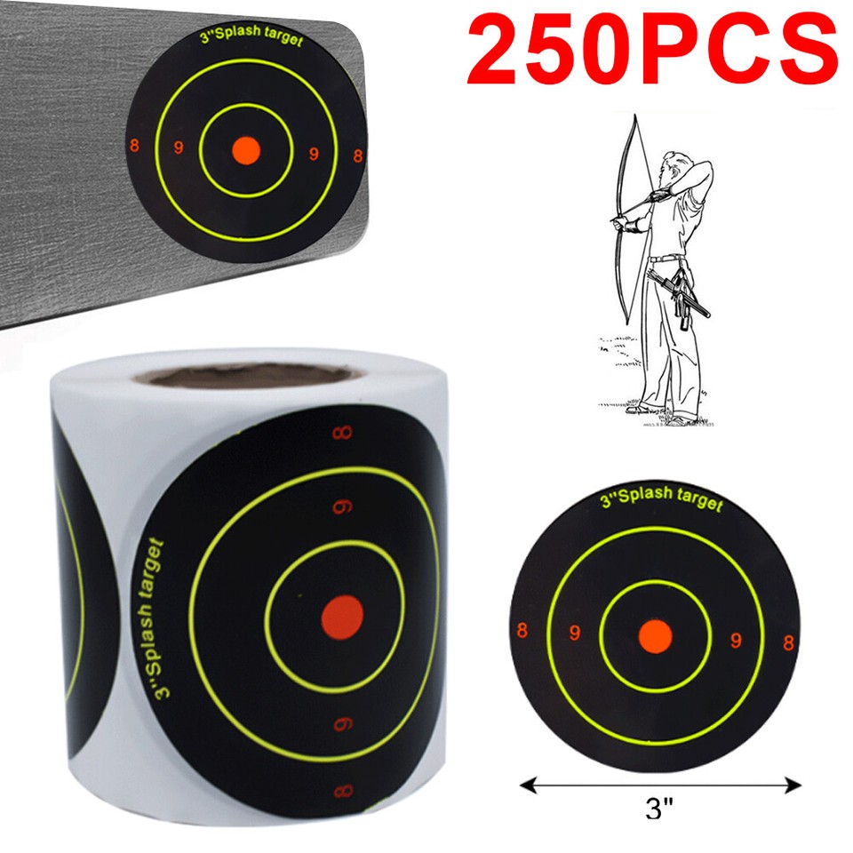 100/250Pcs 3"Shooting Self Adhesive Targets Splatter Reactive Stickers ...