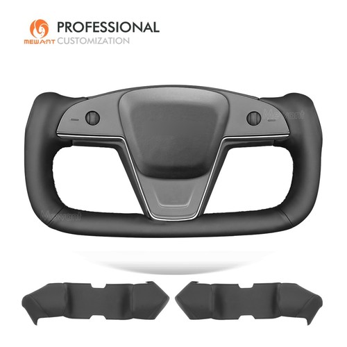 MEWANT DIY Genuine Leather Steering Wheel Cover for Tesla Yoke Model S ...