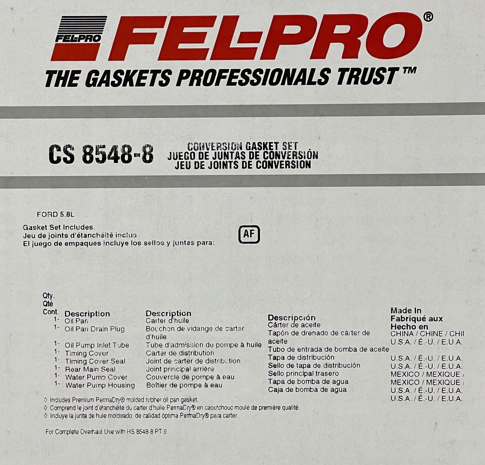 Engine+Conversion+Gasket+Set+Fel-Pro+CS+8548-8 for sale online | eBay