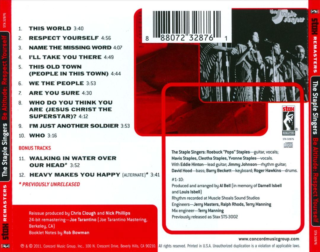 THE STAPLE SINGERS BE ALTITUDE: RESPECT YOURSELF NEW CD 888072328761| eBay