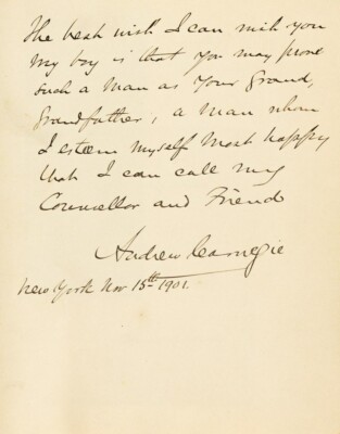 ANDREW CARNEGIE Signed Letter Dunfermline Trust Scot-US Magnate 10"x7 ...