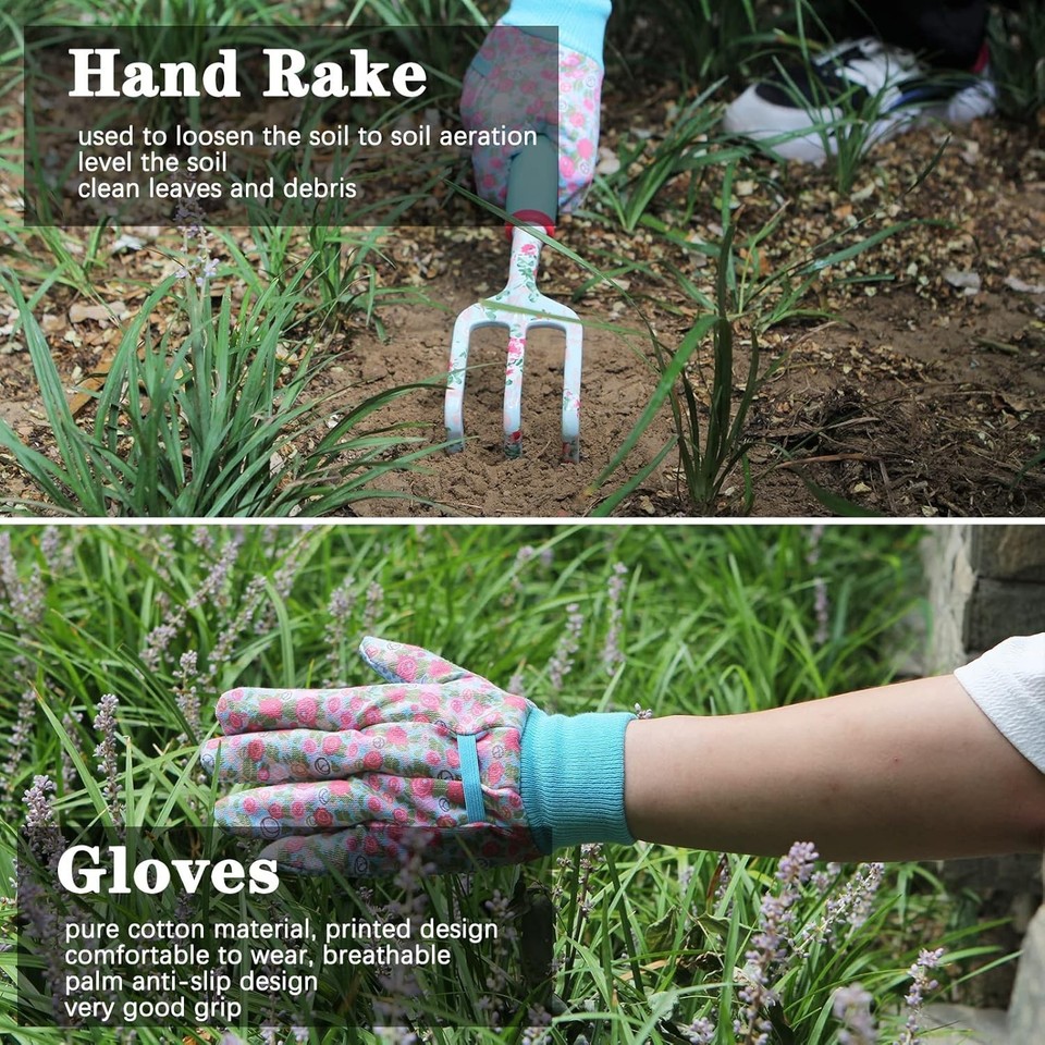 Complete 16-Piece Gardening Tools Set with Portable Storage & Floral ...