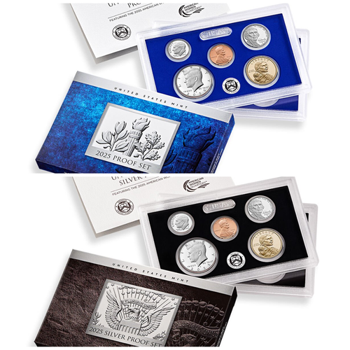 2025 S US Mint Proof Set & Silver Proof Set - 20 Coins w/ Box & COA ...