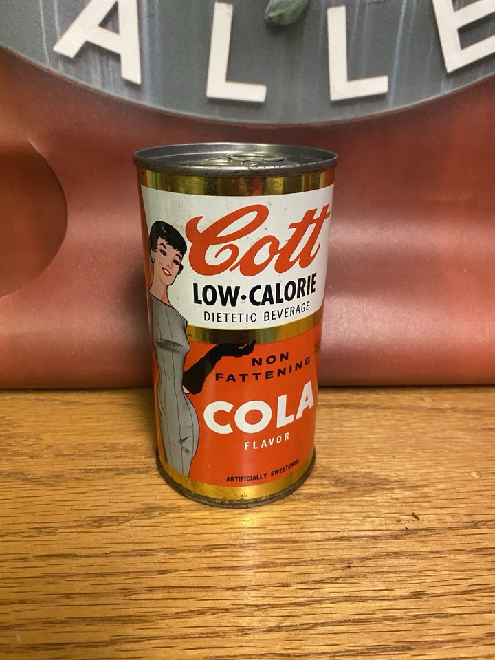 Cott Low Calorie Cola Soda Can Juice Tab Intact Old Vintage W Girl ...