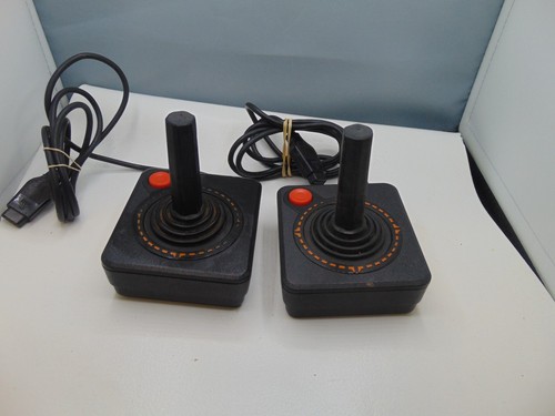 (2) Original Atari 2600 joystick controller black color red side button ...