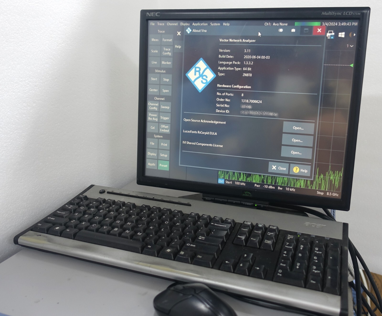 ROHDE & SCHWARZ R&S ZNBT 8 VECTOR NETWORK ANALYZER VNA 9 kHz-8.5 GHz ...