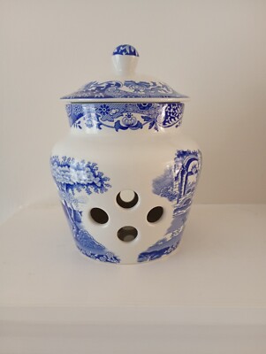 Spode Blue Italian Lidded Garlic Pot | eBay UK