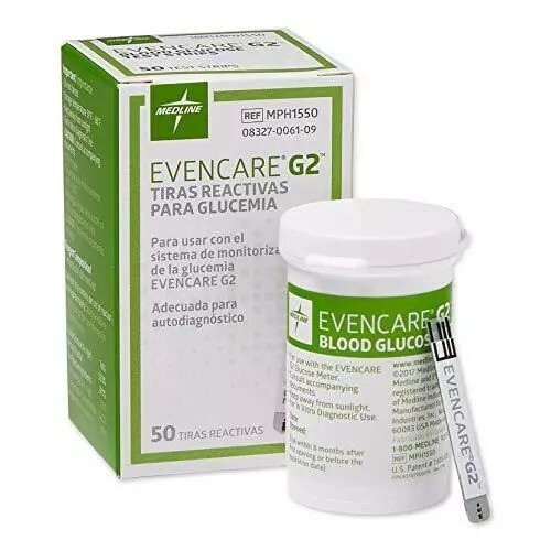 Evencare Medline G2 Blood Glucose Test Strips, For self-testing with G2 ...