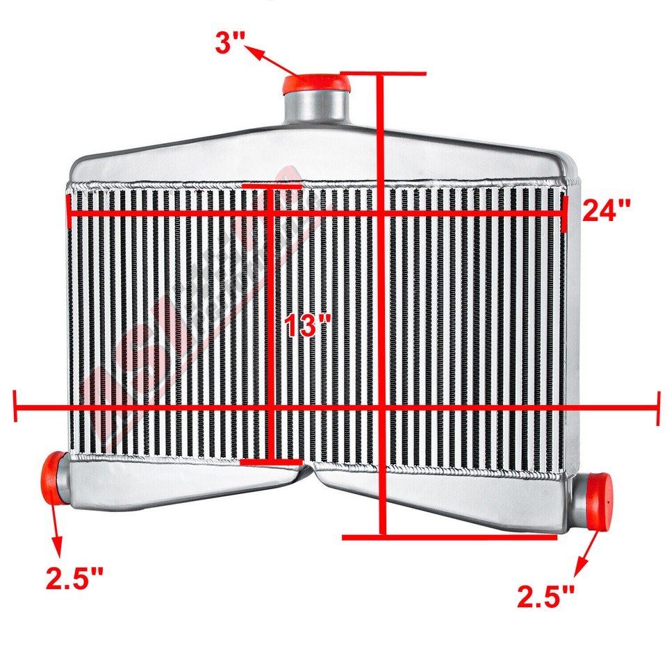 Twin Turbo Intercooler Dual 2.5 Inlet 3" Center Outlet 2-In-1-Out 24 ...