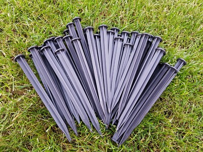 Plastic Ground Garden Membrane Pins Fabric Hooks Pegs Anchors Landscape ...