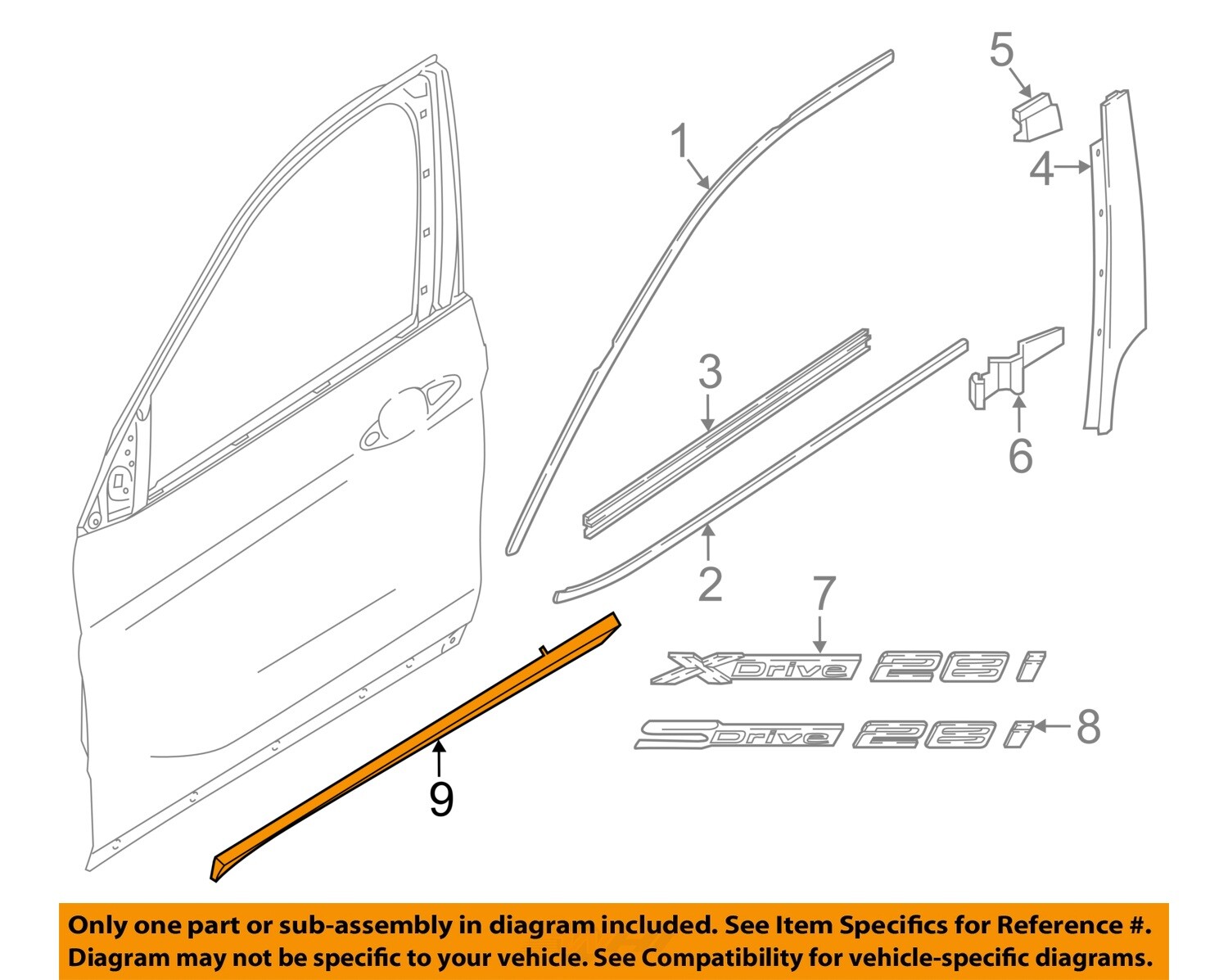 Genuine BMW OEM 51137352091 Moulding Rocker Panel Front Left for sale ...
