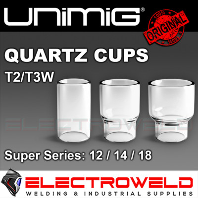 1/5x UNIMIG T2 T3W Tig Torch Super Series Quartz Glass Cup Size 12 14 ...