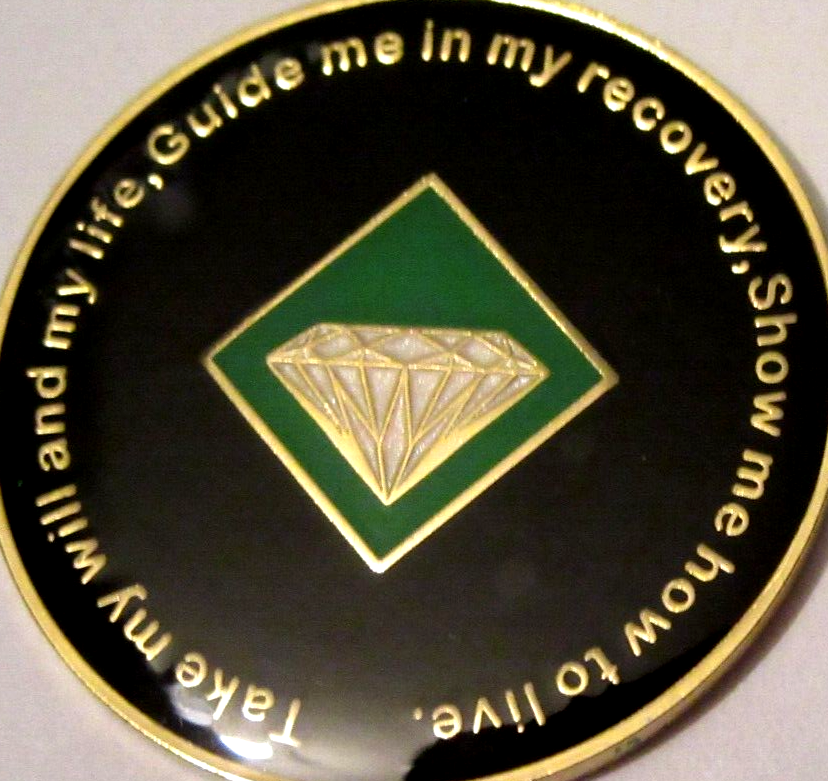 Narcotics Anonymous NA Tree Green 26 Year Medallion Gold Black | eBay