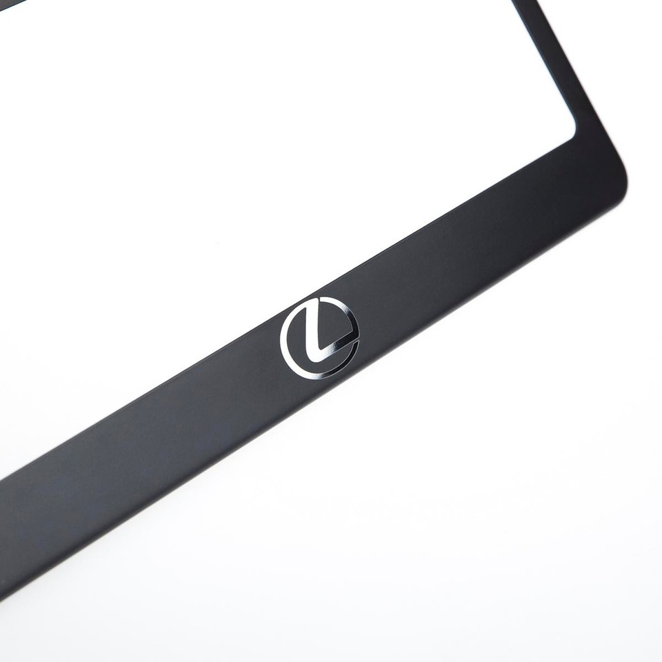 For Lexus License Plate Frame Matte Black W/ Chrome Logo Engraved Cap ...