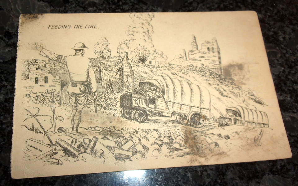 WW1 POSTCARD - FEEDING THE FIRE- 1917 CARTOON SIGNED T. KNUDSEN - | eBay