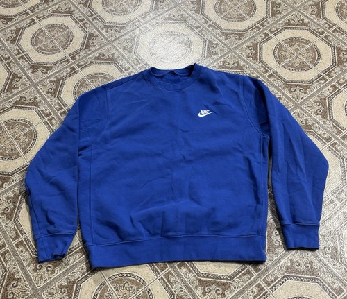 Nike Sweatshirt Mens Medium Blue Swoosh Embroidered Check Sweater | eBay