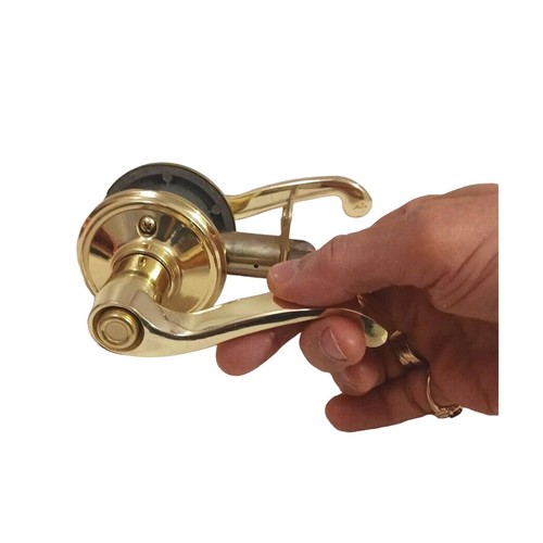 Schlage Brass DOOR KNOB Bed Bath GOLD FRENCH Lever Push Button Lock ...