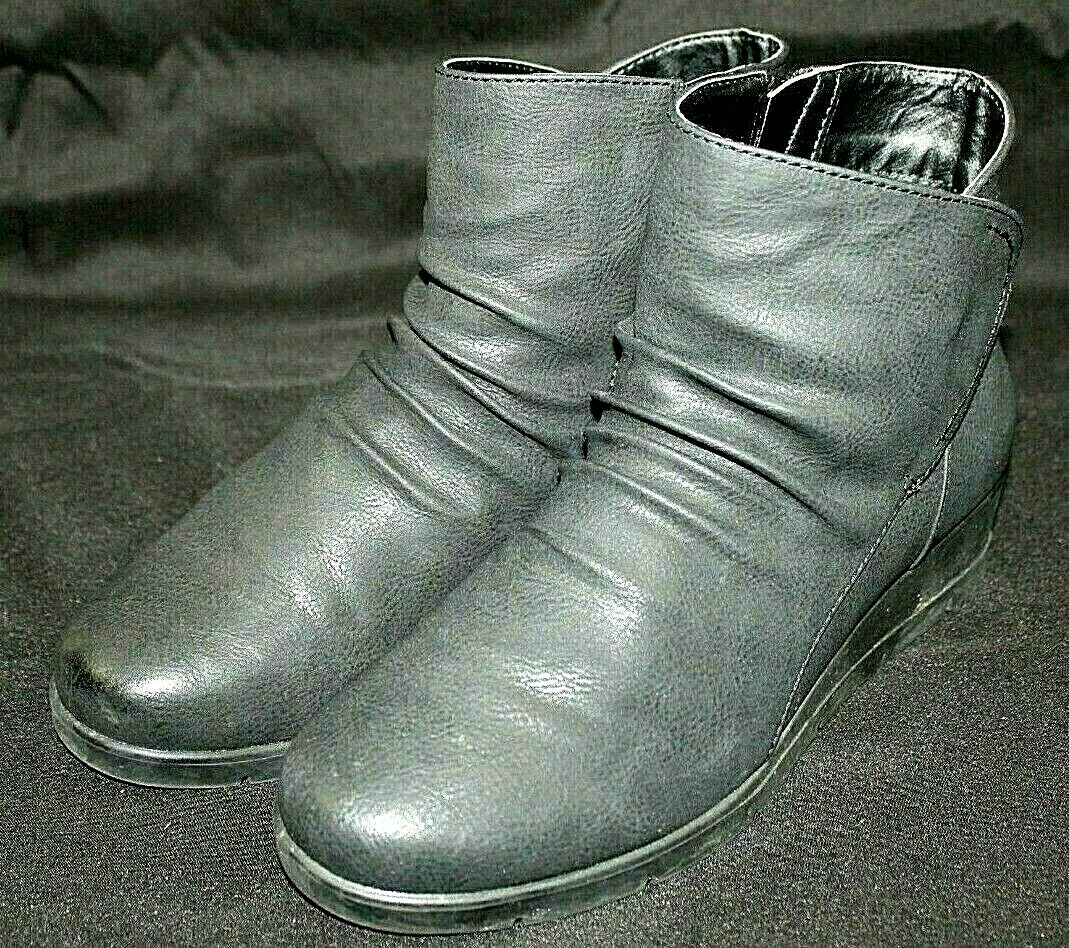 CLIFFS womens ankle boots size 6.5 M zipper side black faux leather ...