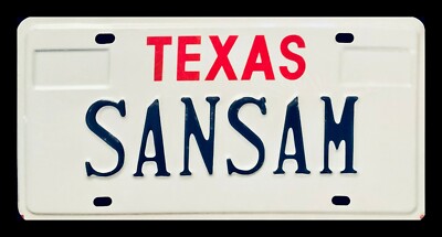 VANITY AUTO LICENSE PLATE " SANSAM " SAN SAM WITHOUT SAM SAMMY SAMUEL ...