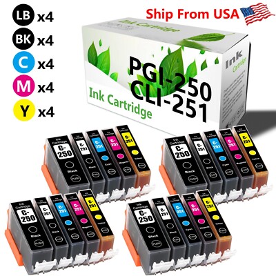 (20PK,4B4B4C4M4Y) PGI250 CLI251 Ink Cartridge for IP7220 IP8720 MG6620 ...