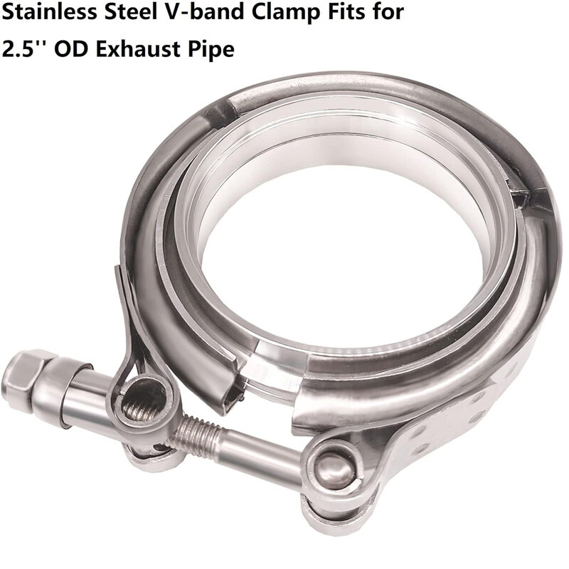2.5" Inch V-Band Flange&Clamp Kit Male/Female With Ridge Exhaust ...