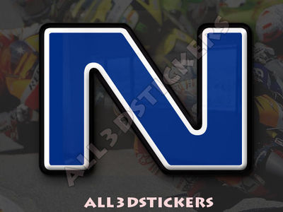 3D Stickers Resin Domed LETTER N - Color Blue - 75 mm(3 inches ...