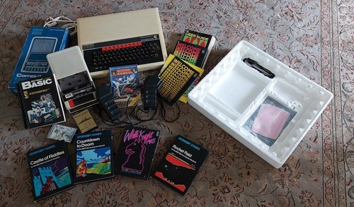 BBC Acorn Micro Computer Model B boxed with games, manuals, joysticks ...