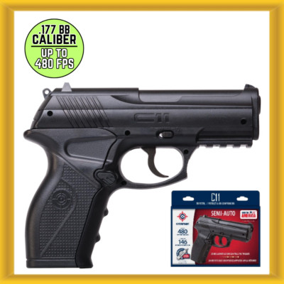 Crosman C11 6.9" BB .177 Cal up to 480 FPS Velocity Semi-Auto CO2 Air ...