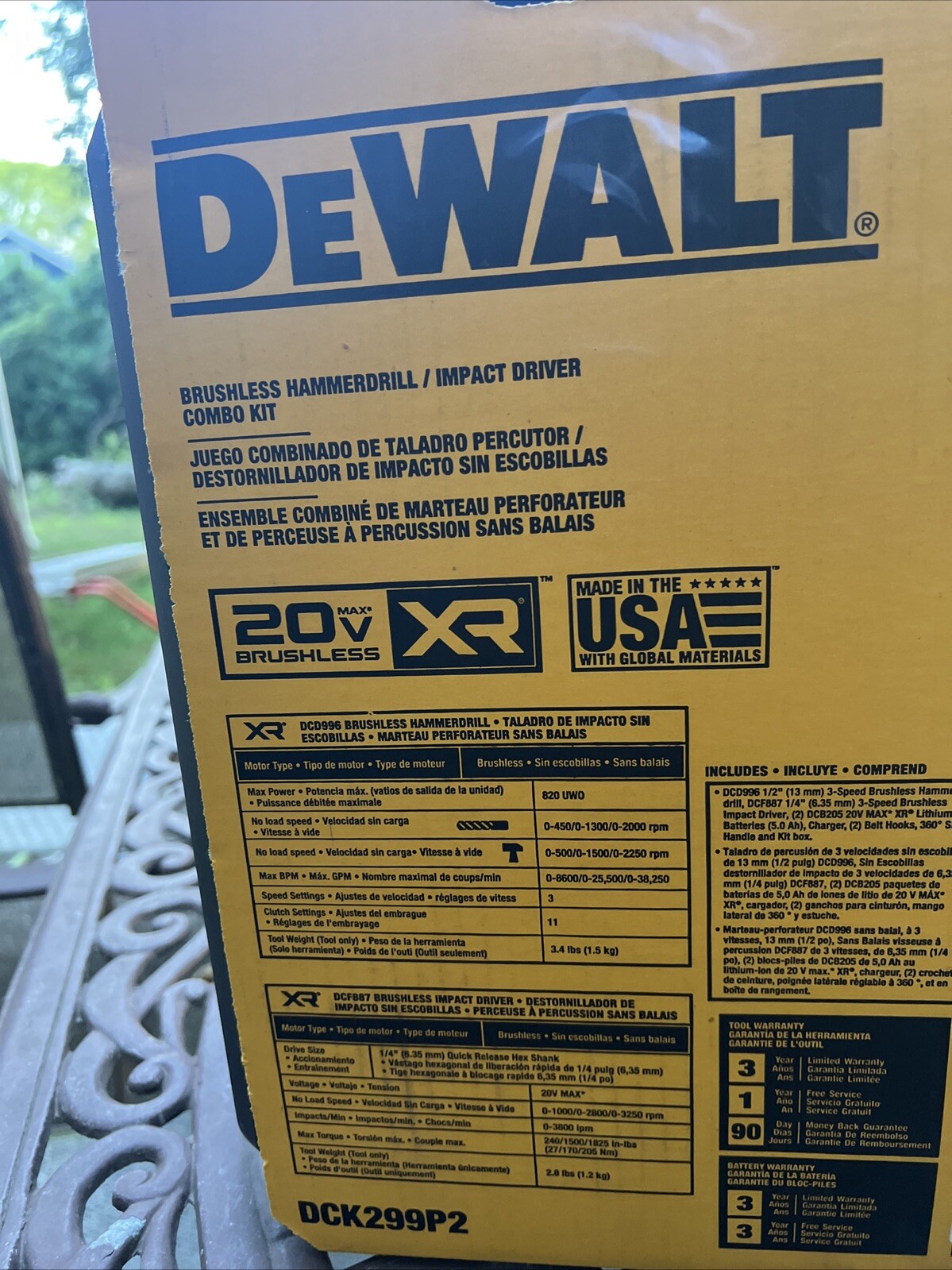 DEWALT DCK299P2 20V MAX XR Brushless Hammer Drill/Impact Driver Combo ...