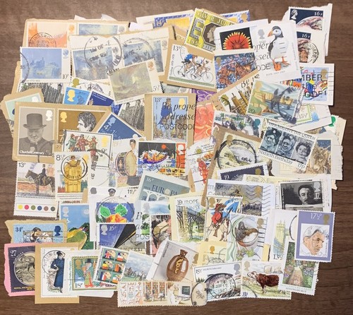 100 GB 1970s/80s Commemorative Stamps Used On/Off Paper, Arts & Crafts ...