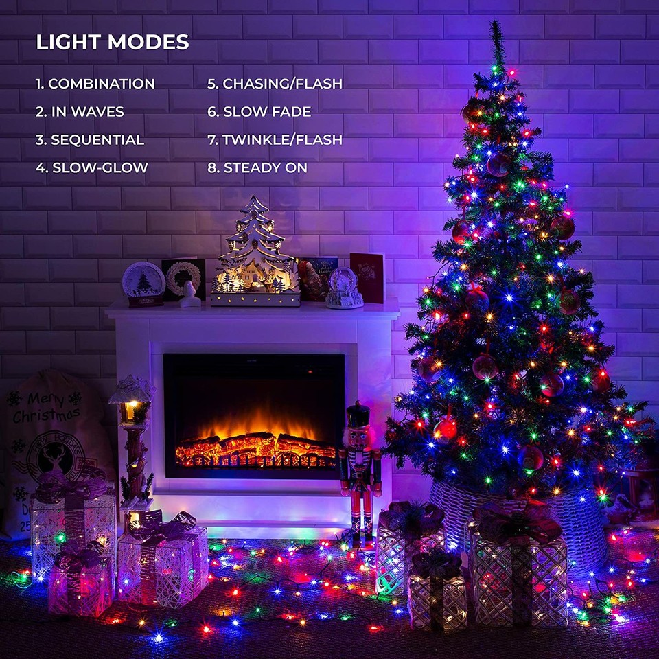 Christmas Tree Lights 600 Battery Operated LED String Lights Multi ...