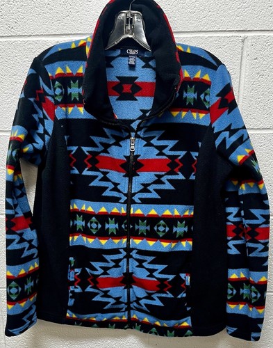 Ralph Lauren Chaps Sport Blue Aztec Southwest Fleece Jacket Full Zip XL ...