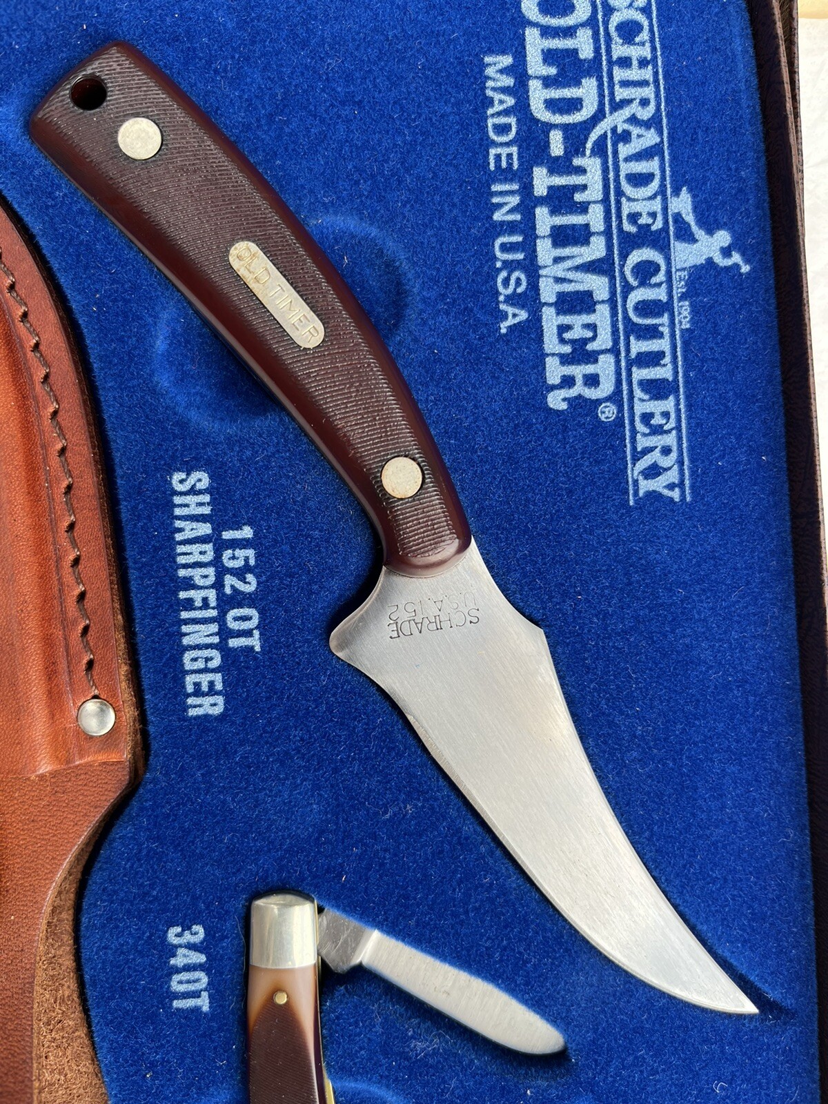 Schrade USA Old Timer Gift Set 152OT Sharpfinger with Sheath & 34OT NIB ...