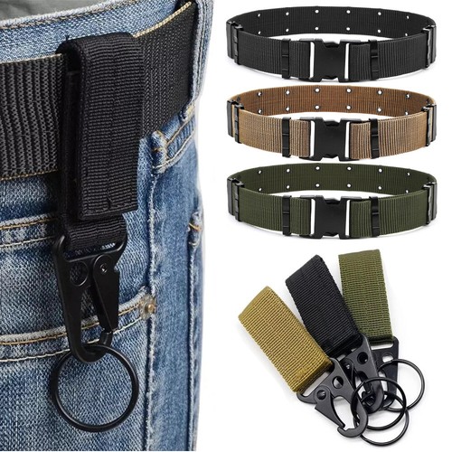 Military Tactical Belt for Men Quick-Release Buckle with Molle Key Ring ...