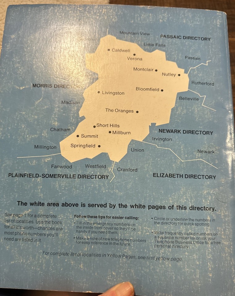Vtg 1977 Essex,Springfield,Summit NJ Bell Telephone Directory Phone ...