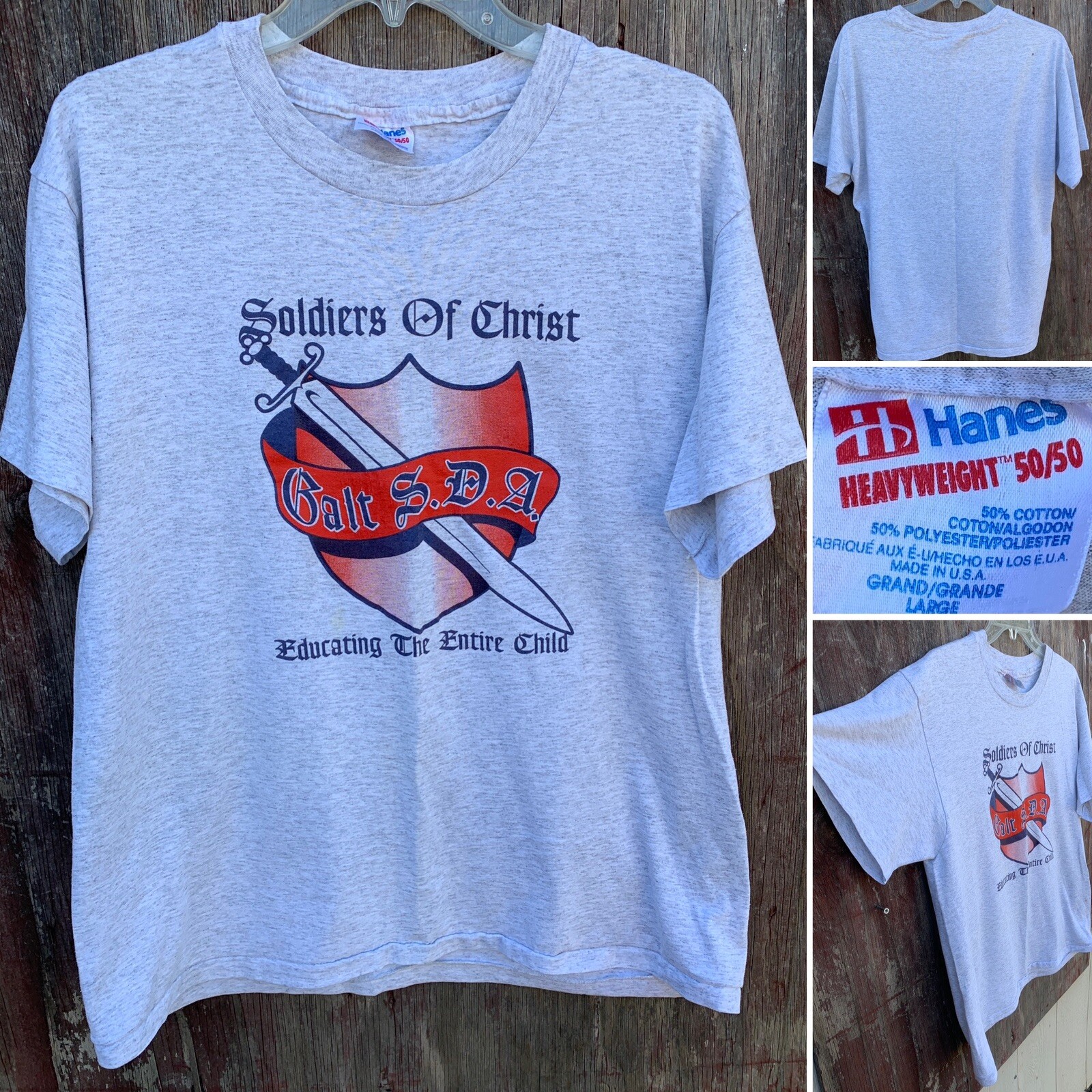 Vintage Galt SDA Soldiers Of Christ Educating The Entire Child T Shirt ...