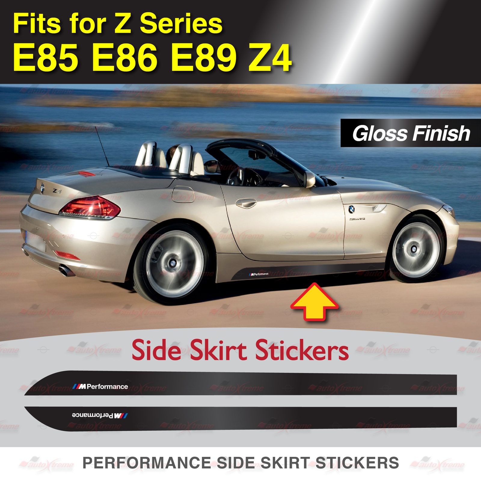 Racing Side Skirt Stickers GLOSS Decals Stripes for BMW E85 E86 E89 Z4 ...