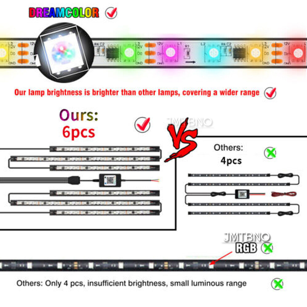 For Dodge charger Challenger 6PC RGB Dreamcolor LED Underglow Lights ...