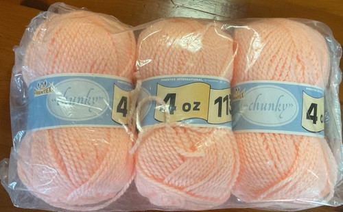 Lot of 3 Phentex Chunky Soft Acrylic Yarn Color Apricot 166 Yards Total ...