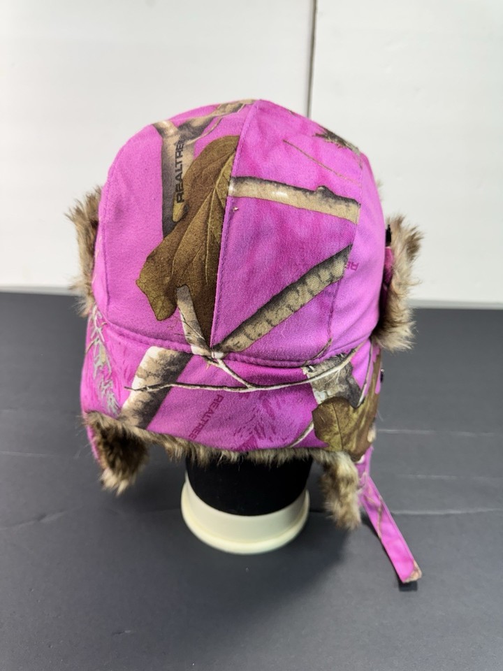 Realtree Pink Trapper Hat Cap Womens One Size OSFM Camouflage Lined ...