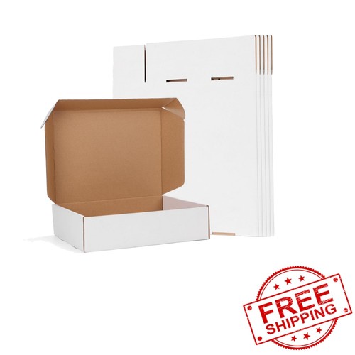 Sturdy 12x9x3 White Cardboard Shipping Boxes - 6 Pack for Small ...