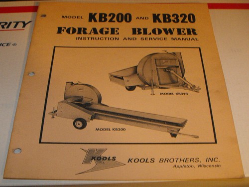 VINTAGE KOOLS FORAGE BLOWER SERVICE MANUAL KB200 AND KB320 | eBay